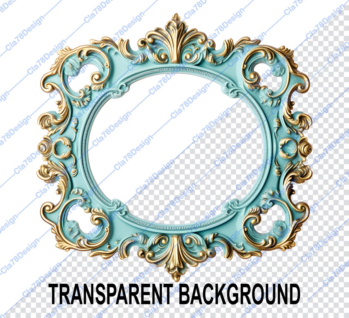 Light Blue Frames Clipart Rococo and Baroque Vintage Clip Art Graphics ...