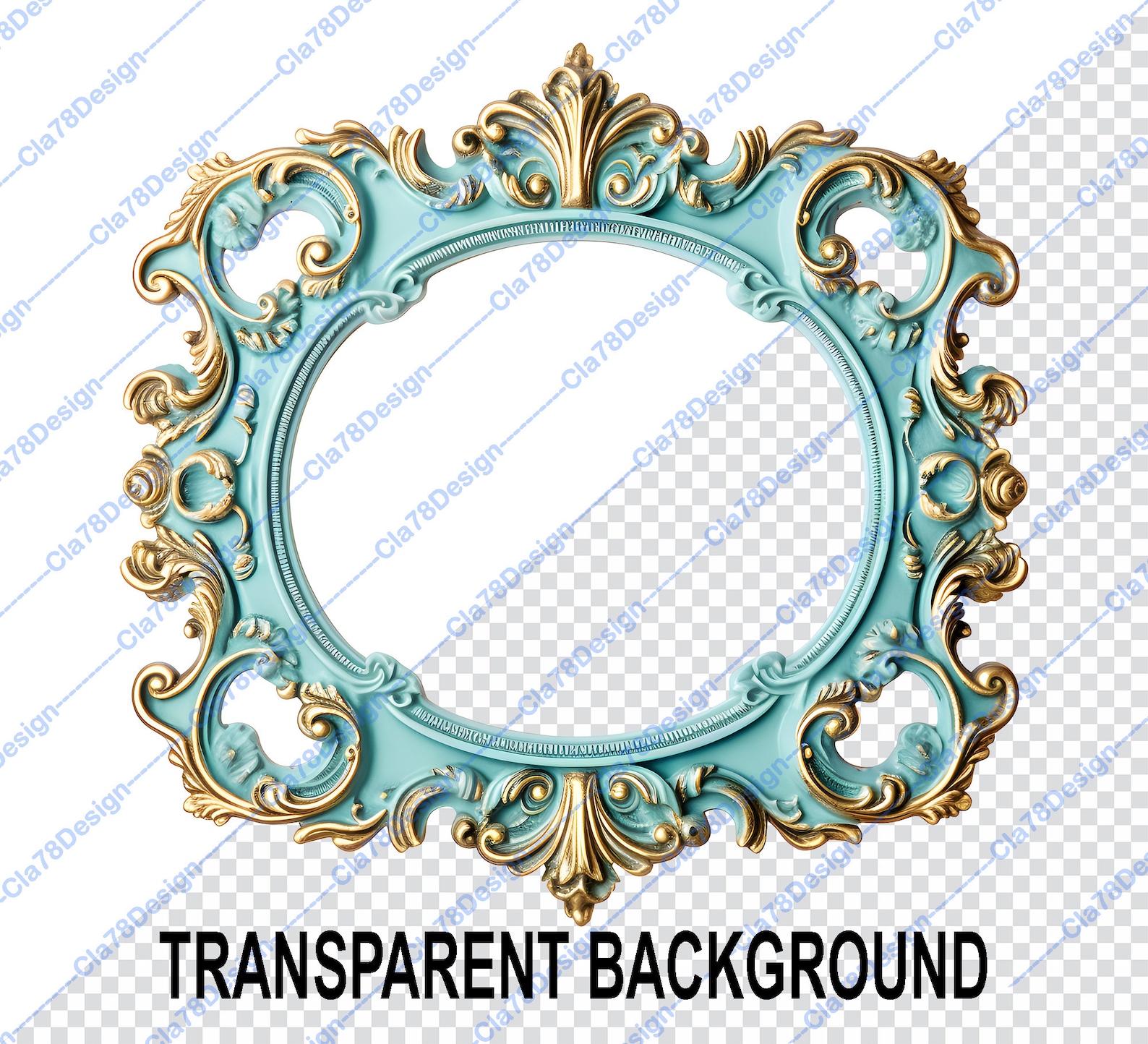 Light Blue Frames Clipart Rococo and Baroque Vintage Clip Art Graphics ...