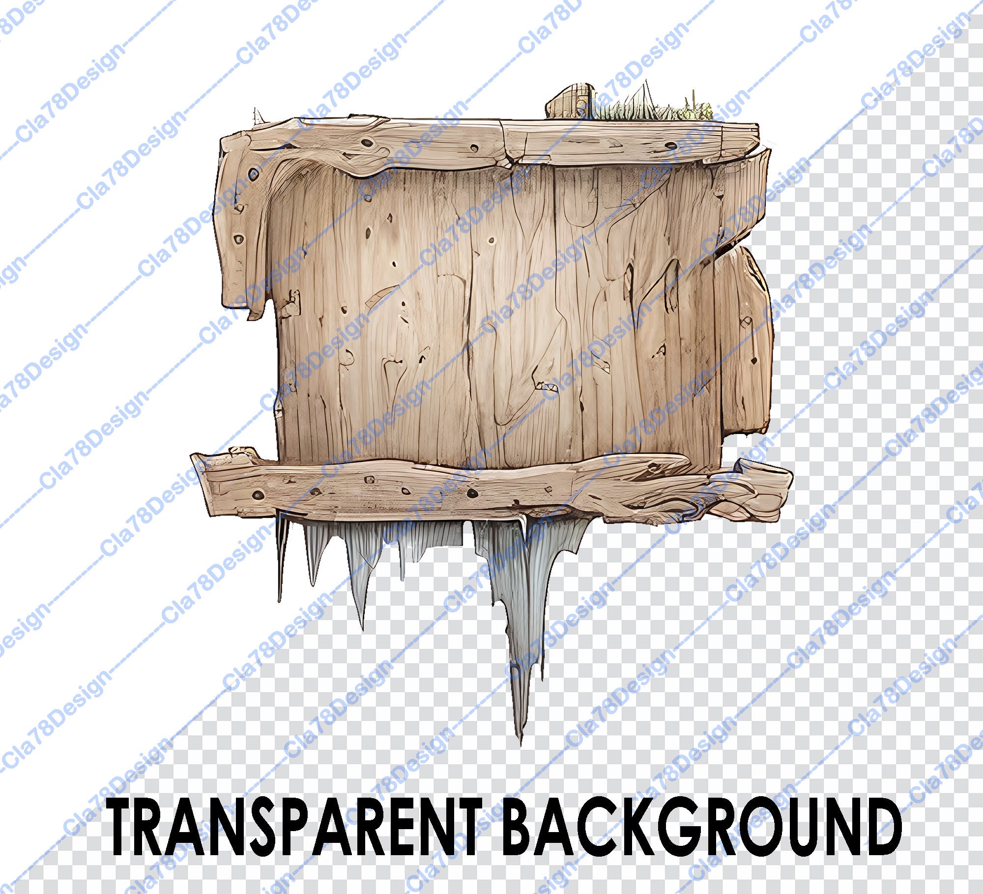 15 Old Wood Signs Clipart 8" X 8" - Transparent Background Digital ...