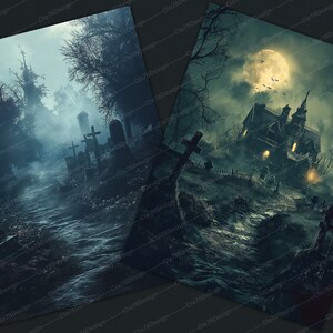 Creepy Graveyard Junk Journal Pages, Digital Scrapbook Paper Kit ...