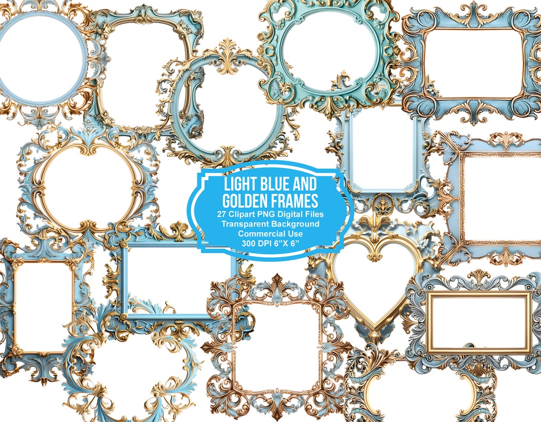Light Blue Frames Clipart - Rococo and Baroque Vintage Clip Art ...
