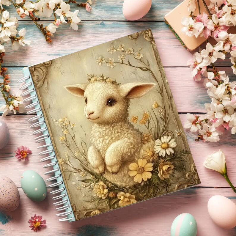 Vintage Easter Junk Journal Pages, Digital Scrapbook, Floral Bunny ...