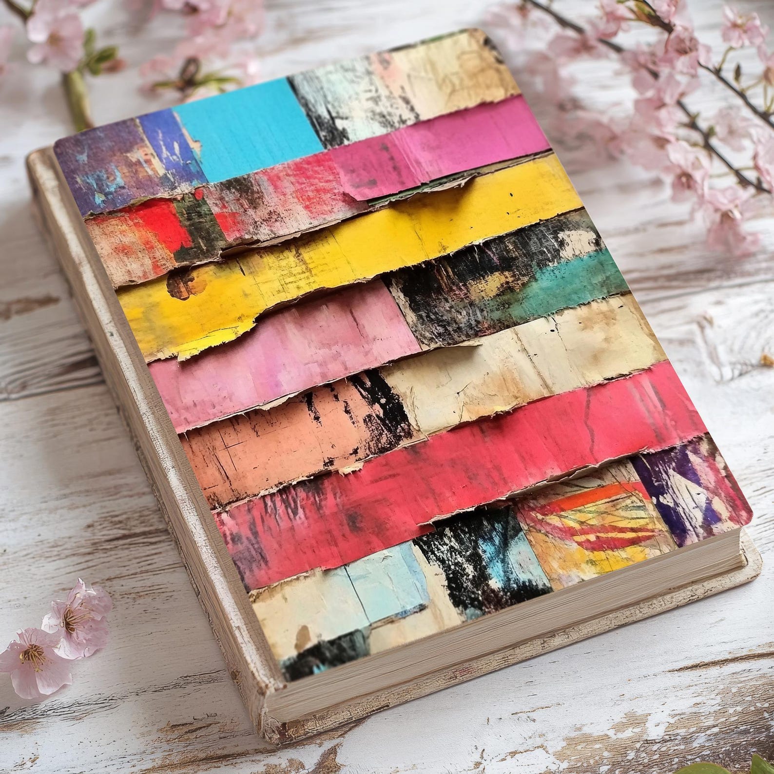 Rustic Rainbow Colored Torn Ripped Half Paper Collage Printable Junk ...