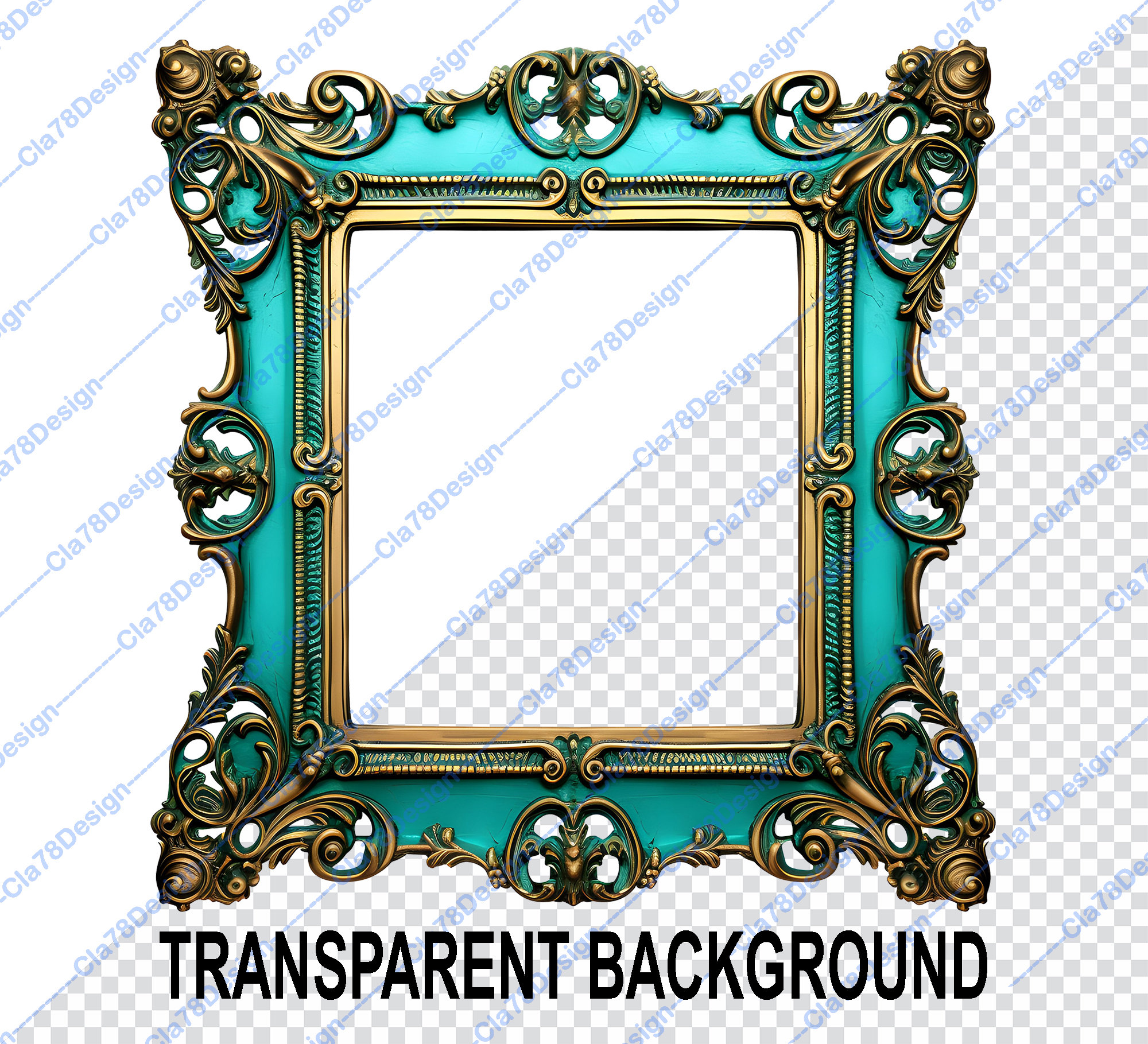 Turquoise Frames Clipart Rococo and Baroque Vintage Clip Art - Etsy
