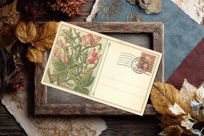 Printable Vintage Postcards, Floral Junk Journal Ephemera, Antique Post ...