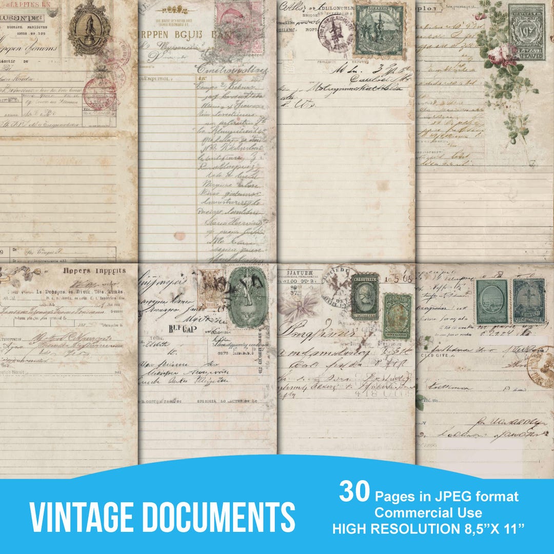 Vintage Document Pages for Scrapbooking – Antique Letters, Invoices ...