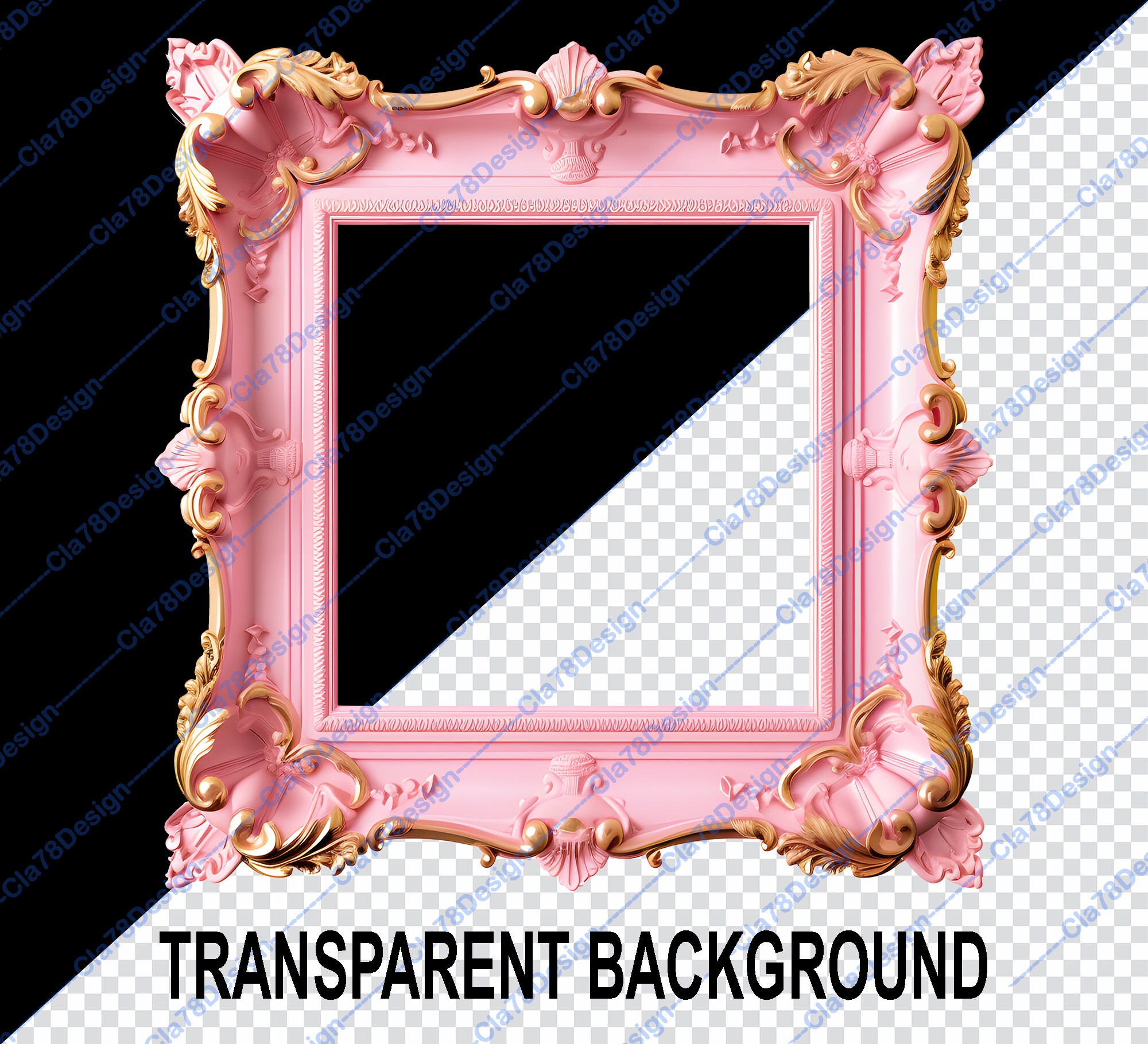 Pink and Gold Frames Clipart - Rococo and Baroque Vintage Clip Art for ...