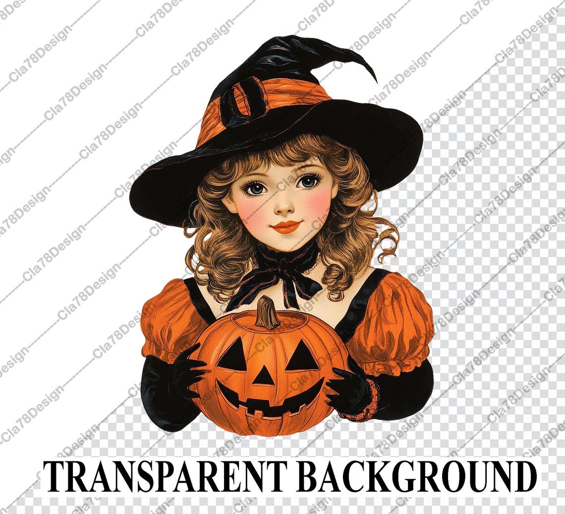 Halloween Little Witch Clip Art, Vintage Girls, Black Cats, Junk ...