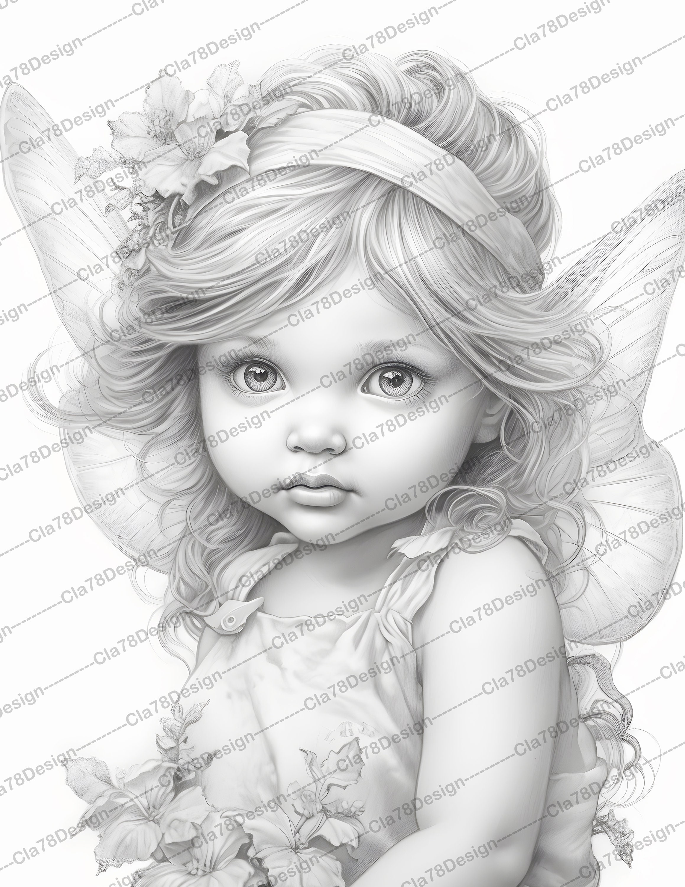 20 Cute Baby Fairies Coloring Pages Cover, Printable Adult Coloring ...