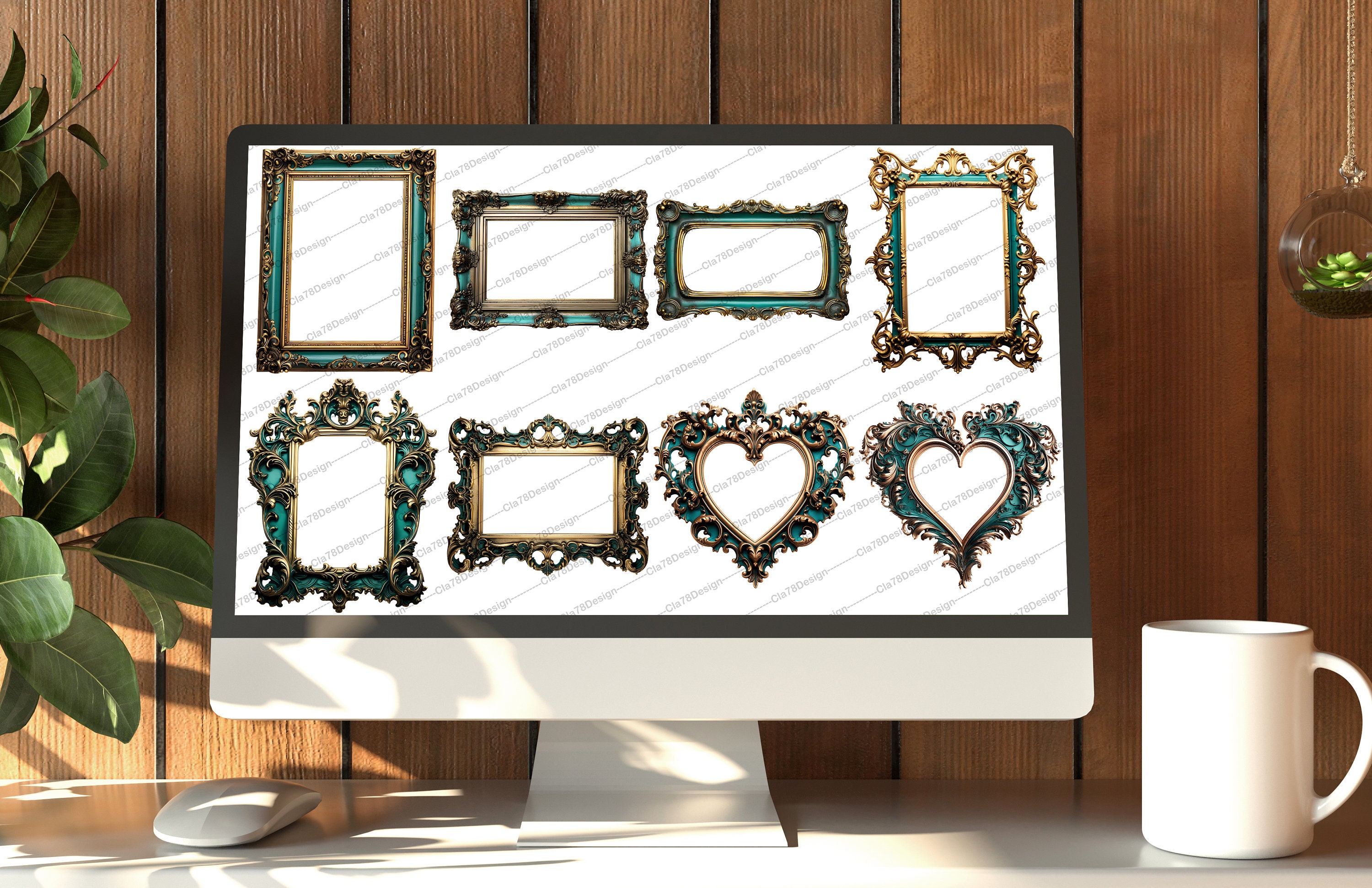 Turquoise Frames Clipart Rococo and Baroque Vintage Clip Art - Etsy