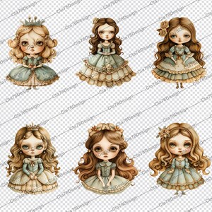 Whimsical Paper Dolls Clipart, Printable Digital Paper Dolls, PNG ...