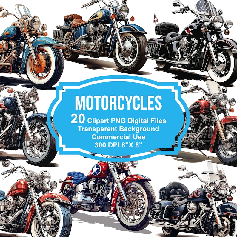 20 Vintage USA Motorcycles Clipart 8