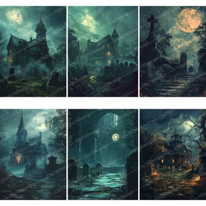 Creepy Graveyard Junk Journal Pages, Digital Scrapbook Paper Kit ...