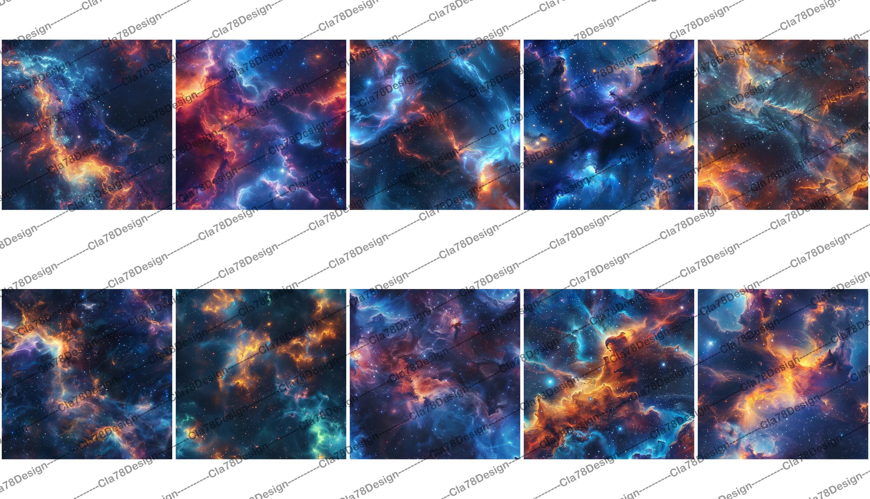 Nebulae Digital Paper, Seamless Texture Galaxy Nebula and Star ...