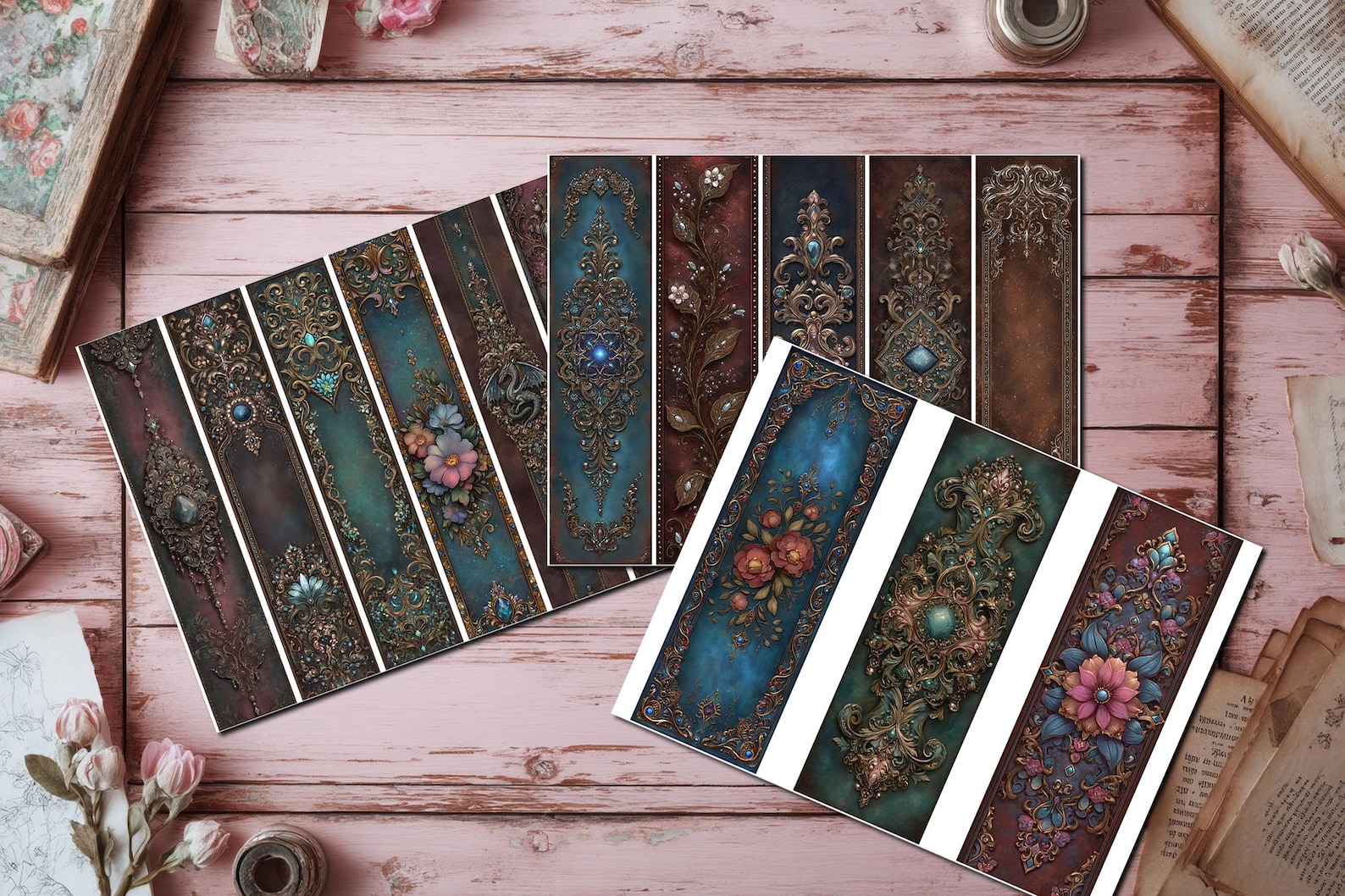 Fantasy Spines for Junk Journal, Book and Mini Book, Spine, Cover ...