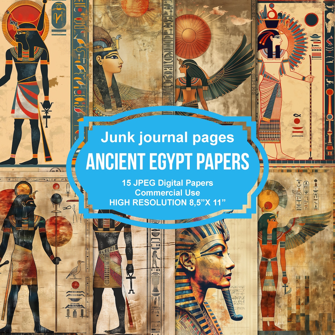 Ancient Egypt Junk Journal Pages, Printable Scrapbook Paper, Digital ...