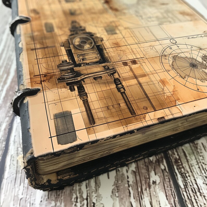 Mechanical Steampunk Drawings Digital Papers, Steampunk Scrapbook ...