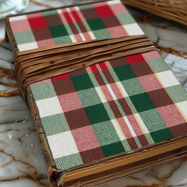 Digitaal papier met tartanruit, geruite kerstpatronen, rood groen goud ...
