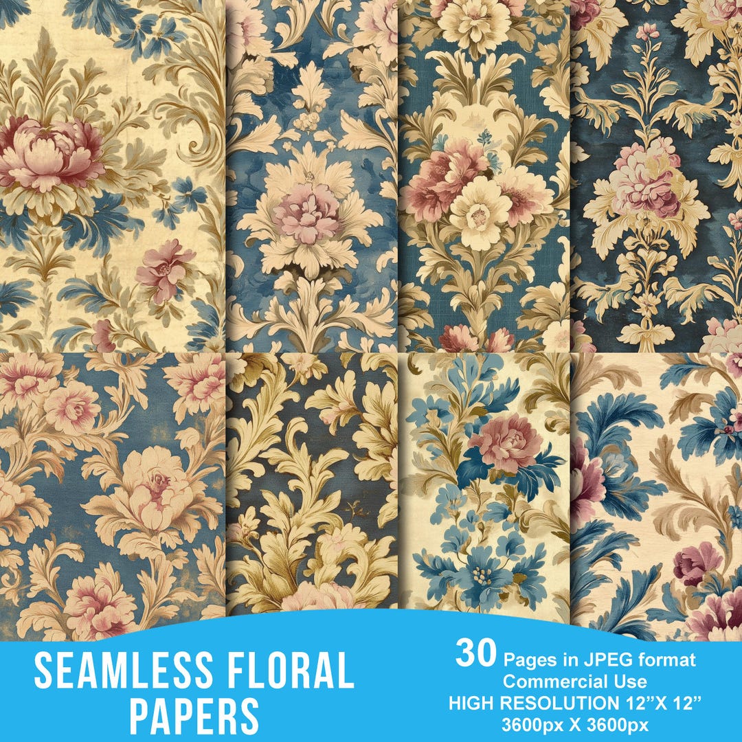 Vintage Seamless Digital Paper, Victorian Digital Paper Pack, Junk ...