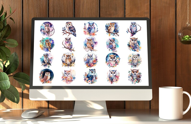 20 PNG of Watercolor Fairy Owls Clipart 5 X 5 - Etsy