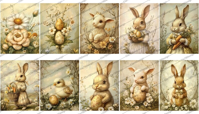 Vintage Easter Junk Journal Pages, Digital Scrapbook, Floral Bunny ...