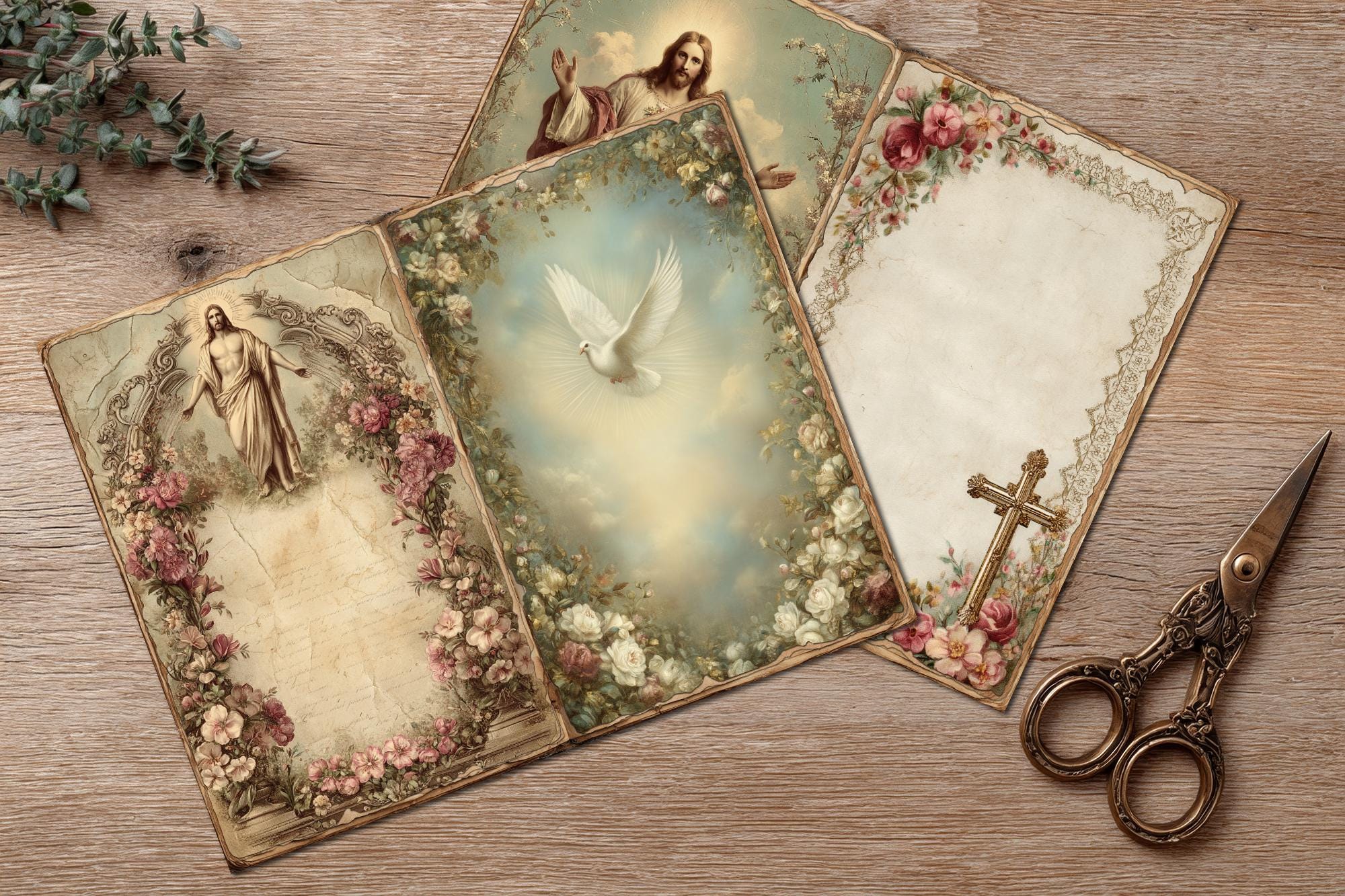 Prayer Junk Journal Paper, Christian Floral Printable Ephemera, Jesus ...