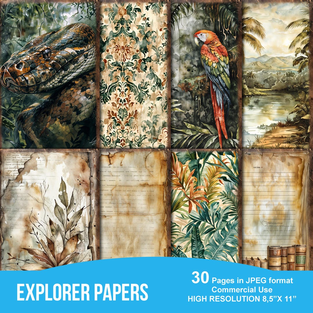 Jungle Explorers Junk Journal Printable Pages, Junk Journal Kit ...