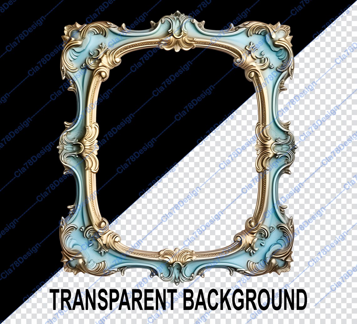Light Blue Frames Clipart Rococo and Baroque Vintage Clip Art Graphics ...