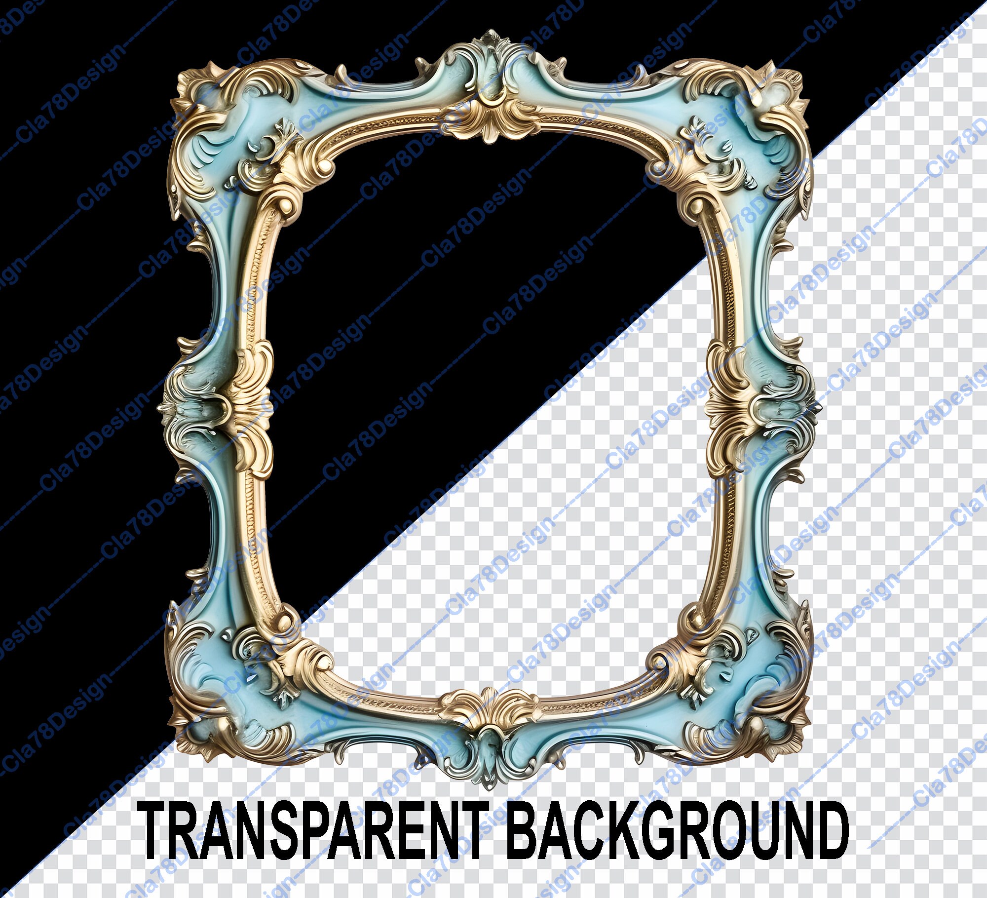 Light Blue Frames Clipart - Rococo and Baroque Vintage Clip Art ...