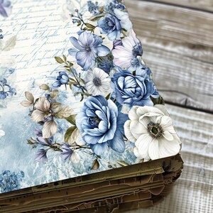 Shabby Blue Junk Journal Printable Pages, Junk Journal Kit, Scrapbook ...
