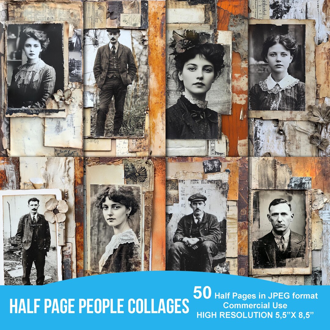 Grunge Vintage People Printable Half Pages and Collage Sheets for Junk ...