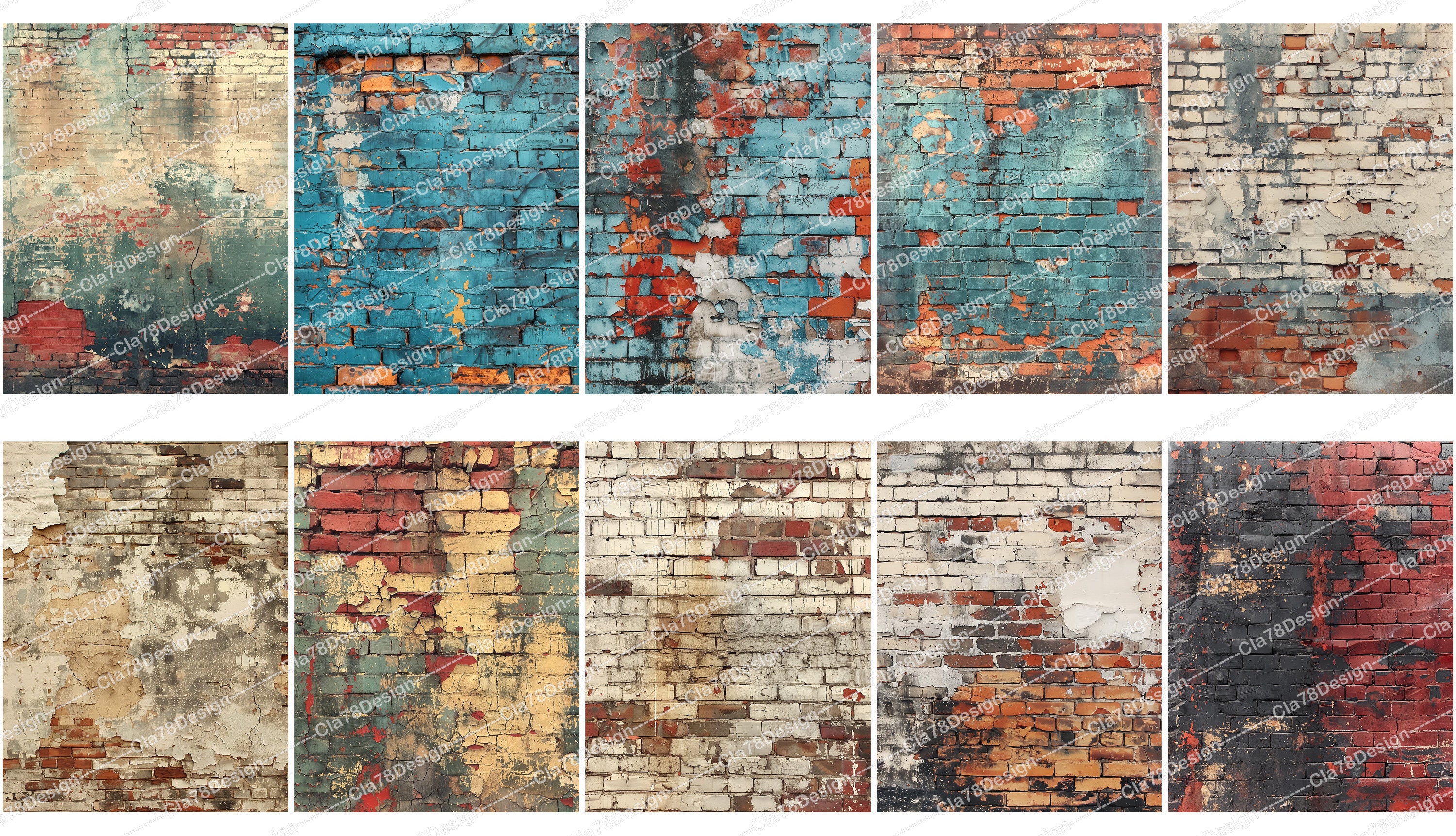 Urban Wall Textures Digital Paper, Graffiti Brick Wall, Digital Paper ...
