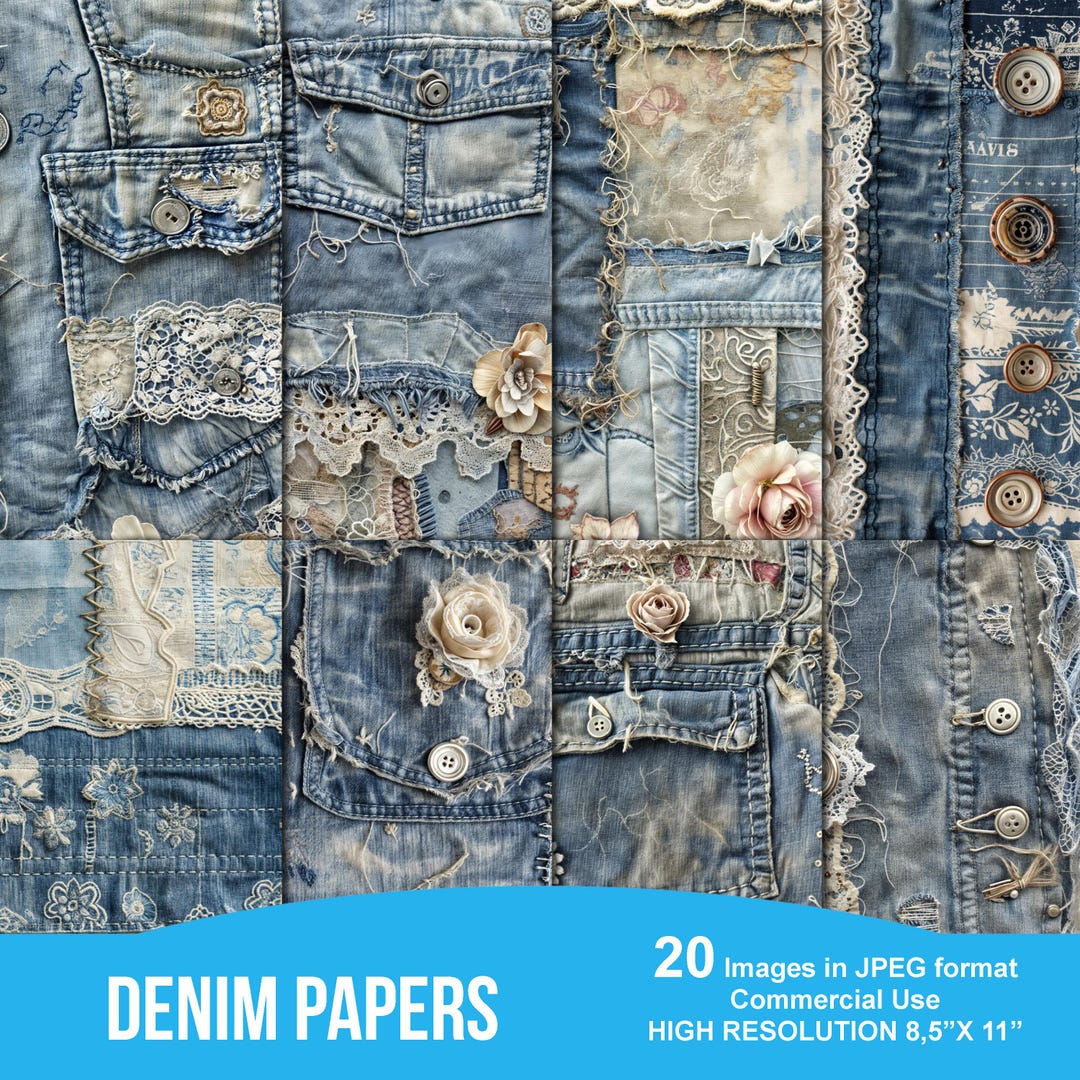Chic Denim Junk Journal Printable Pages, Scrapbook Printable, Printable ...