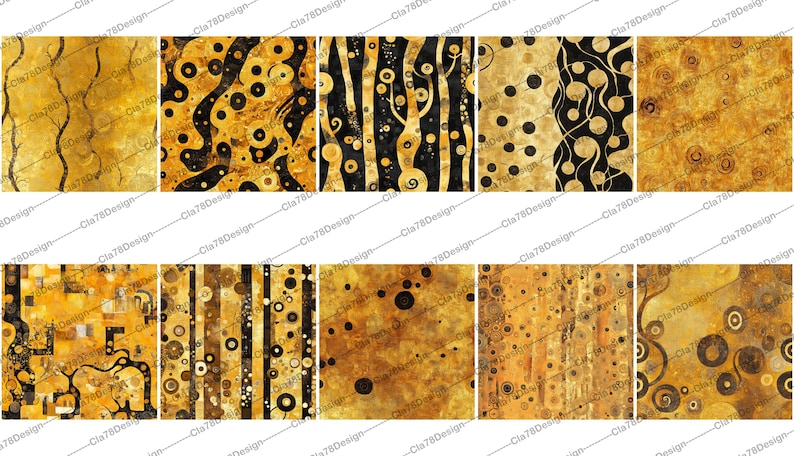 Gustav Klimt Inspired SEAMLESS Patterns, Klimt Digital Paper ...
