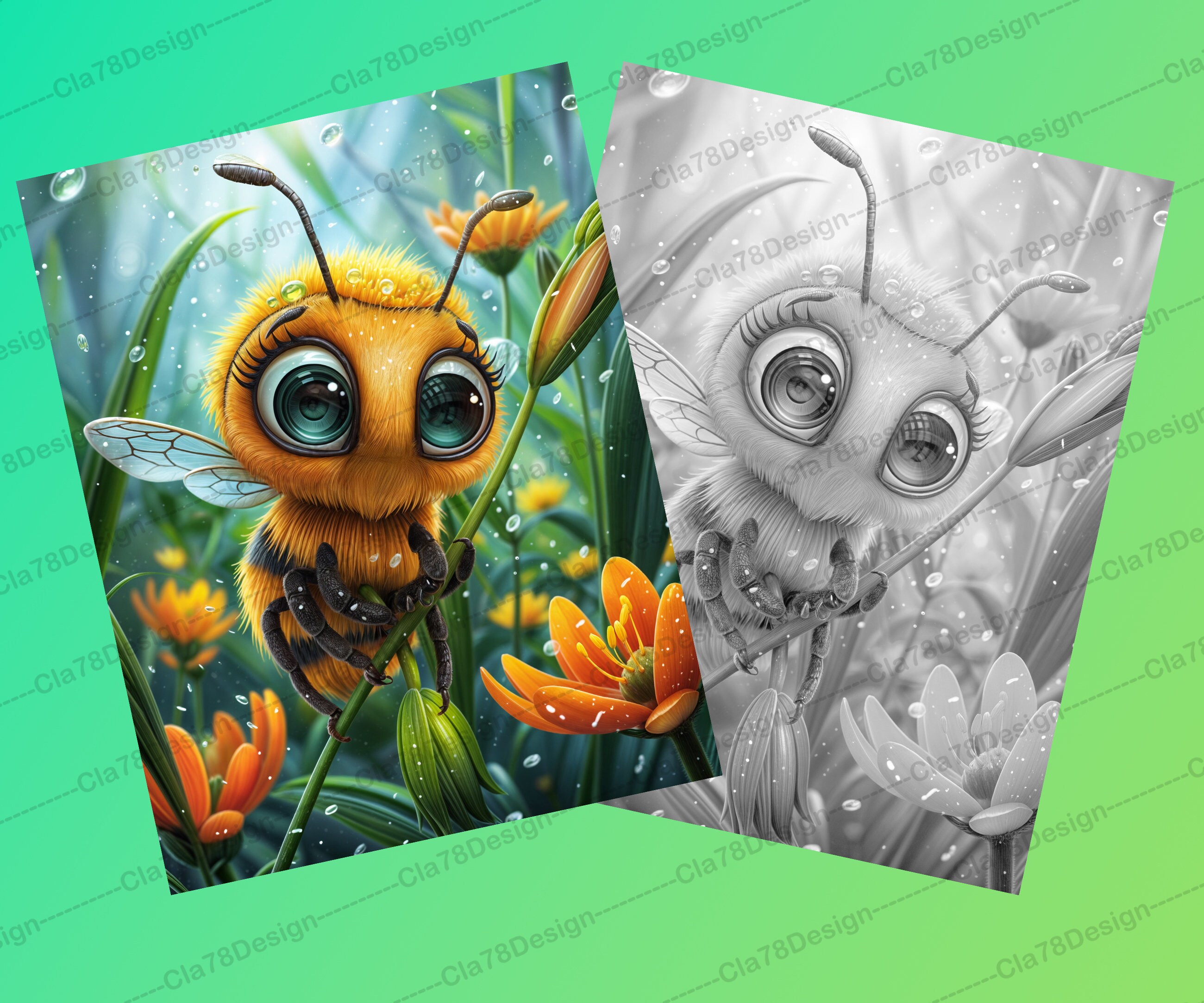 30 Cutie Bugs, Cute Insect Coloring Page Book, Adults and Kids Instant ...