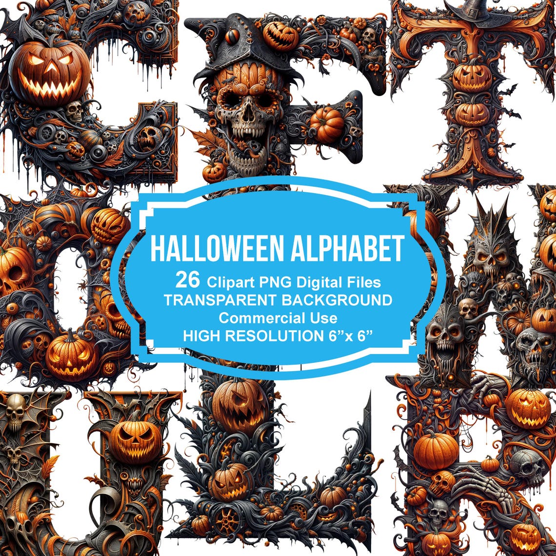 Halloween Letters, Halloween Clipart, Halloween Font, Spooky Season ...