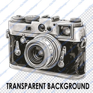 25 Vintage Camera Clipart 6" X 6" - Transparent Background Digital ...