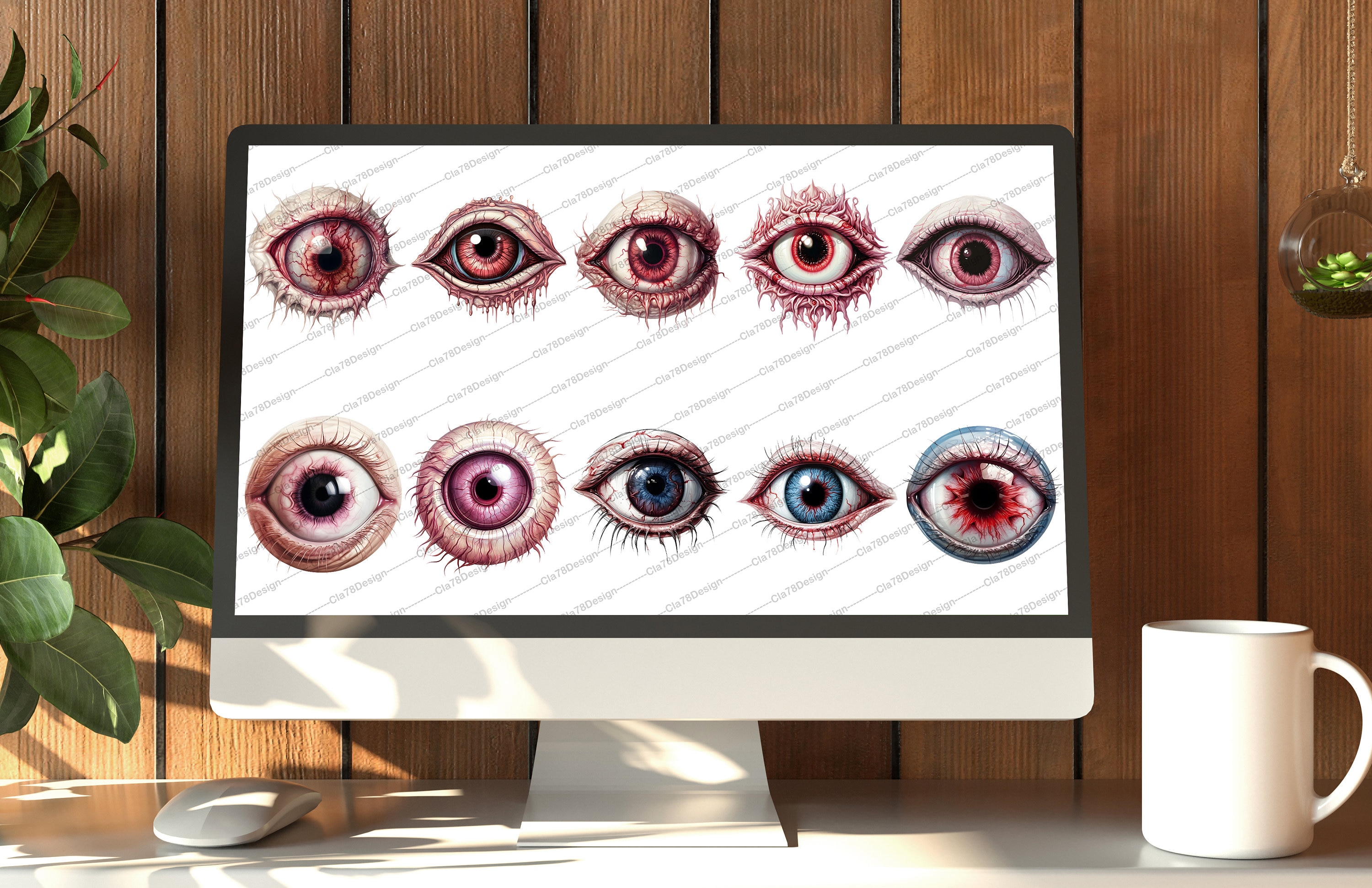 20 Horror Eyes Clipart 8 X 8 Transparent Background Digital Download ...
