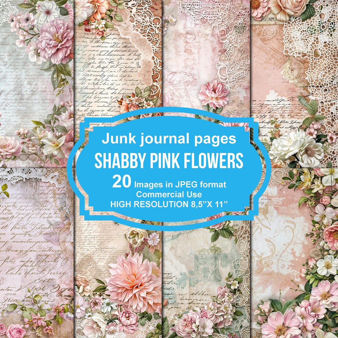Shabby Pink Junk Journal Printable Pages, Junk Journal Kit, Scrapbook ...