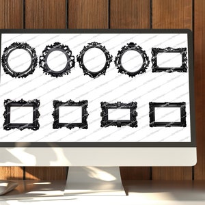 Black Frames Clipart - Rococo and Baroque Vintage Clip Art Graphics for Altered Art or Junk ...