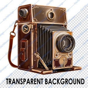 25 Vintage Camera Clipart 6" X 6" - Transparent Background Digital ...