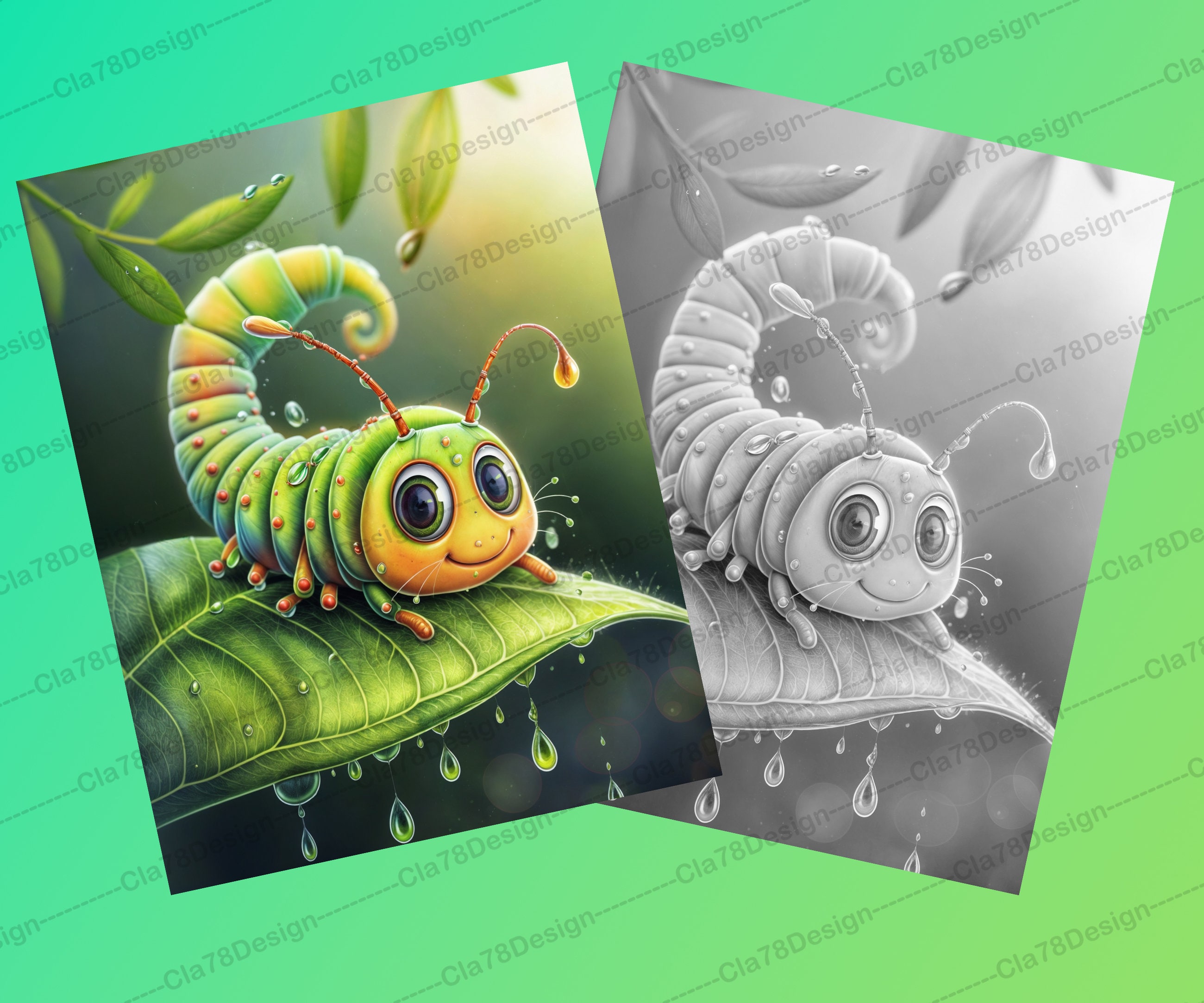 30 Cutie Bugs, Cute Insect Coloring Page Book, Adults and Kids Instant ...