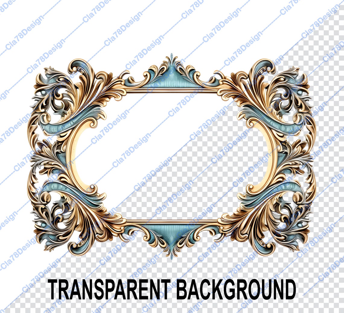 Light Blue Frames Clipart Rococo and Baroque Vintage Clip Art Graphics ...