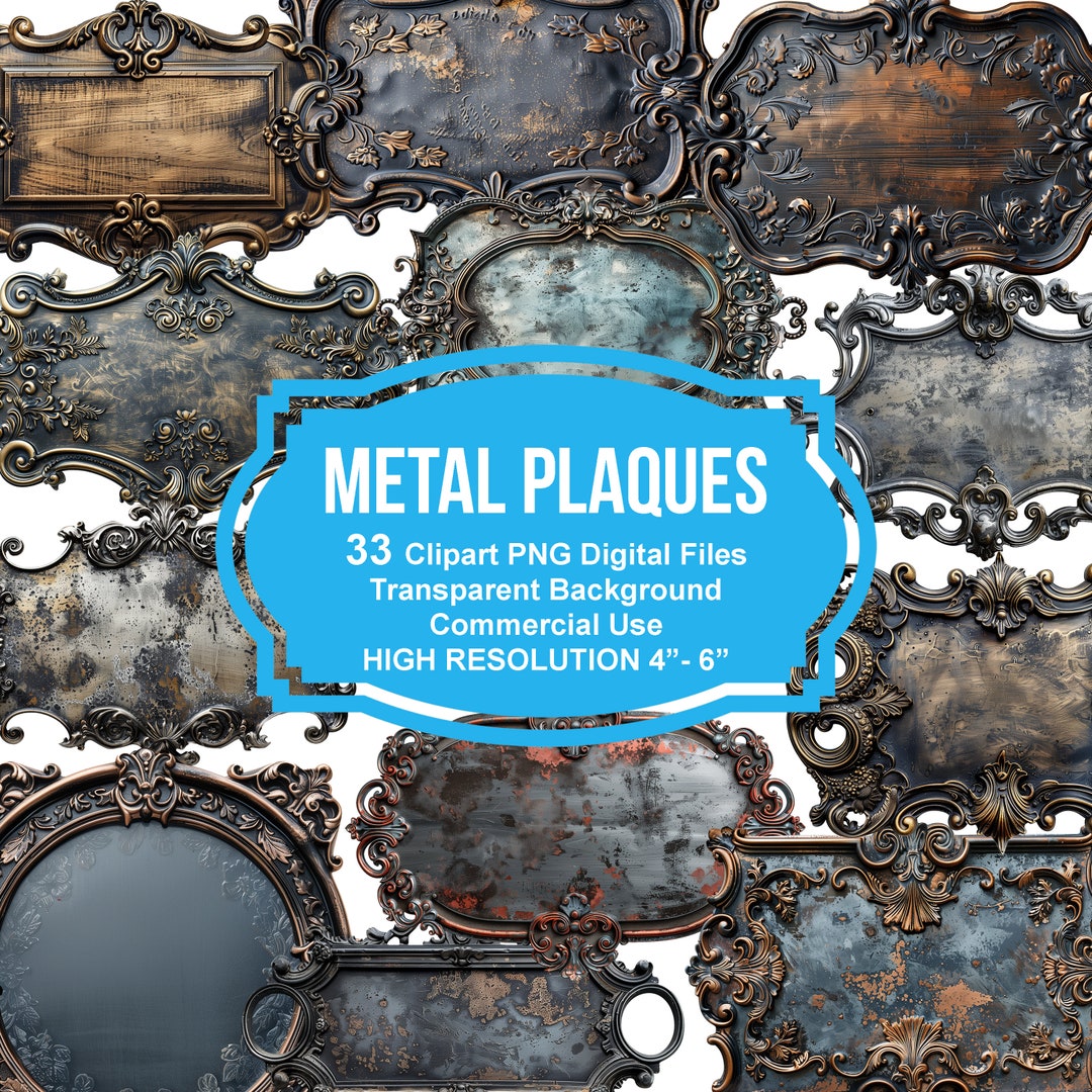 Metal Plaques, Antique Vintage Supplies for Journal Diary and Paper Art ...