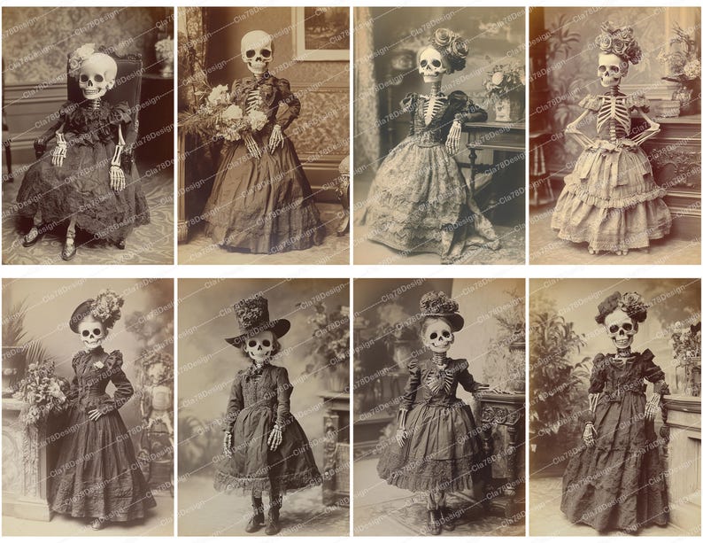 Victorian Skeleton Photos Junk Journal Printable Pages, Scrapbook ...