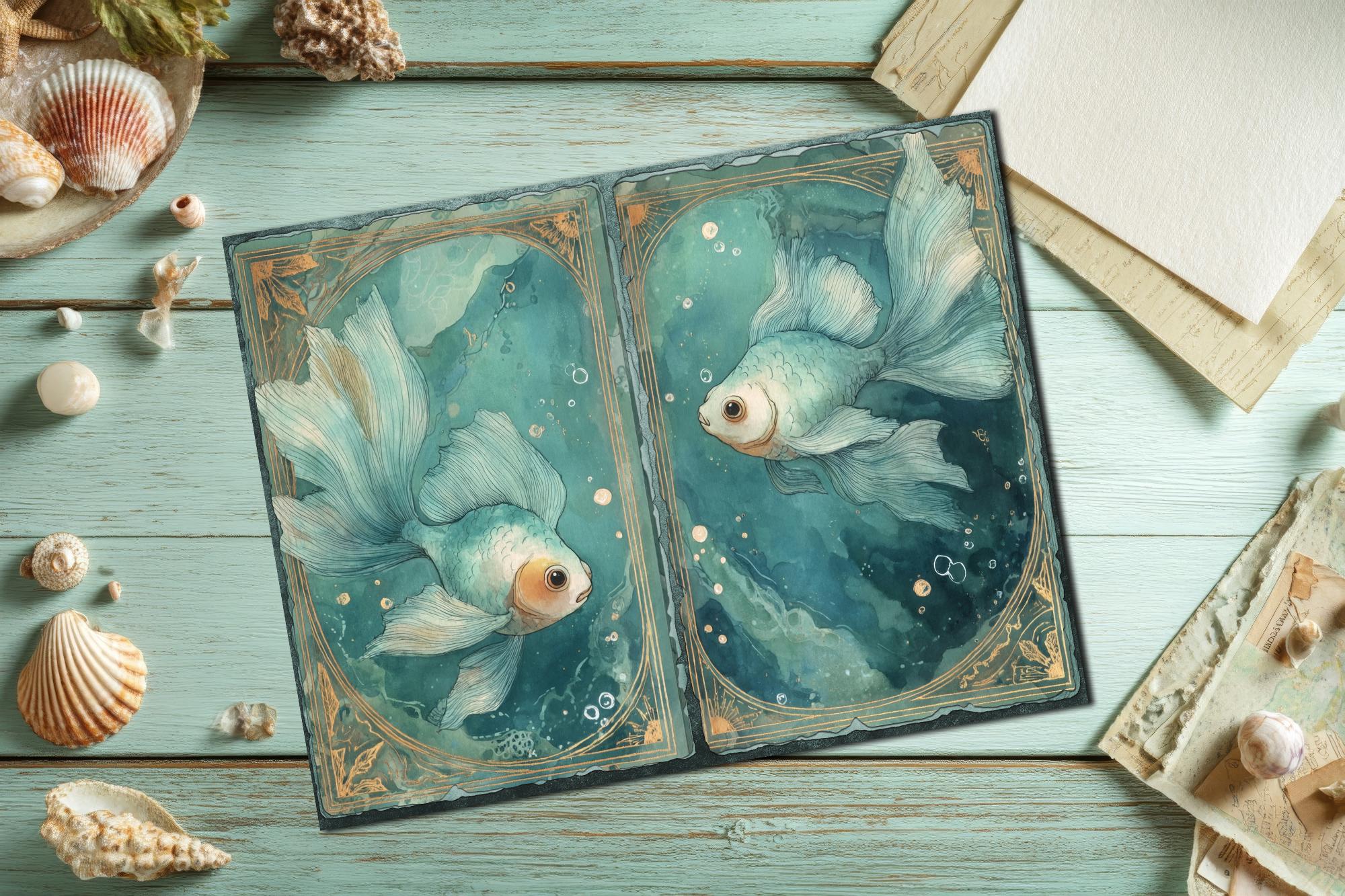 Ocean Junk Journal Pages – Digital Underwater Scrapbook Paper With Fish ...