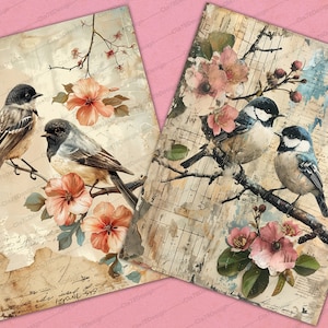 Bird Garden Junk Journal Pages, Bird Ephemera, Scrapbook Printable ...