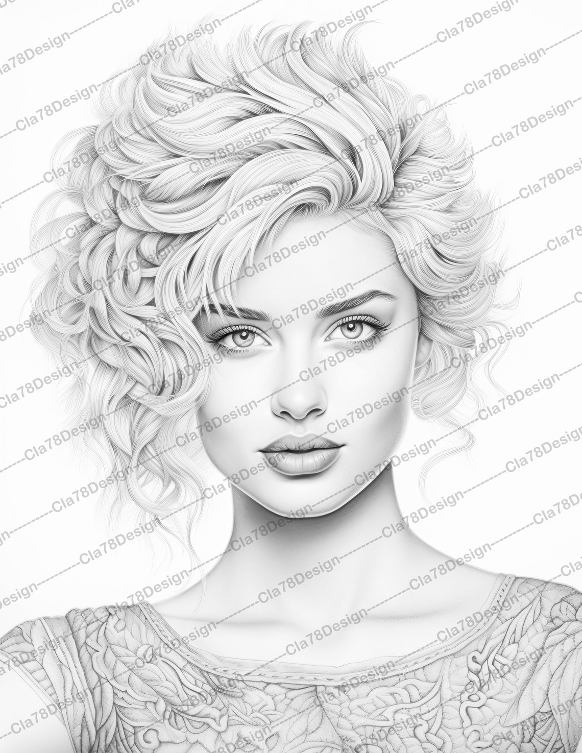 20 Hairstyles Coloring Pages Cover, Printable Adult Coloring Book ...