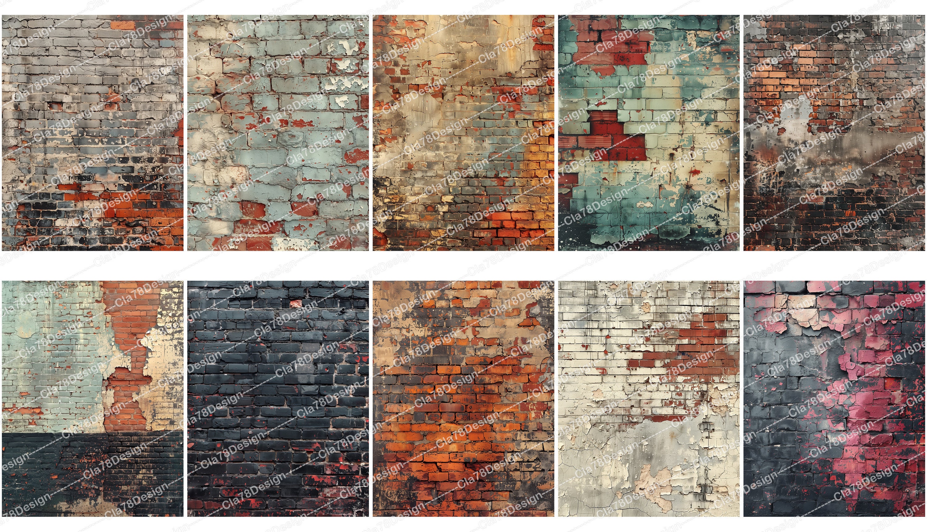 Urban Wall Textures Digital Paper, Graffiti Brick Wall, Digital Paper ...