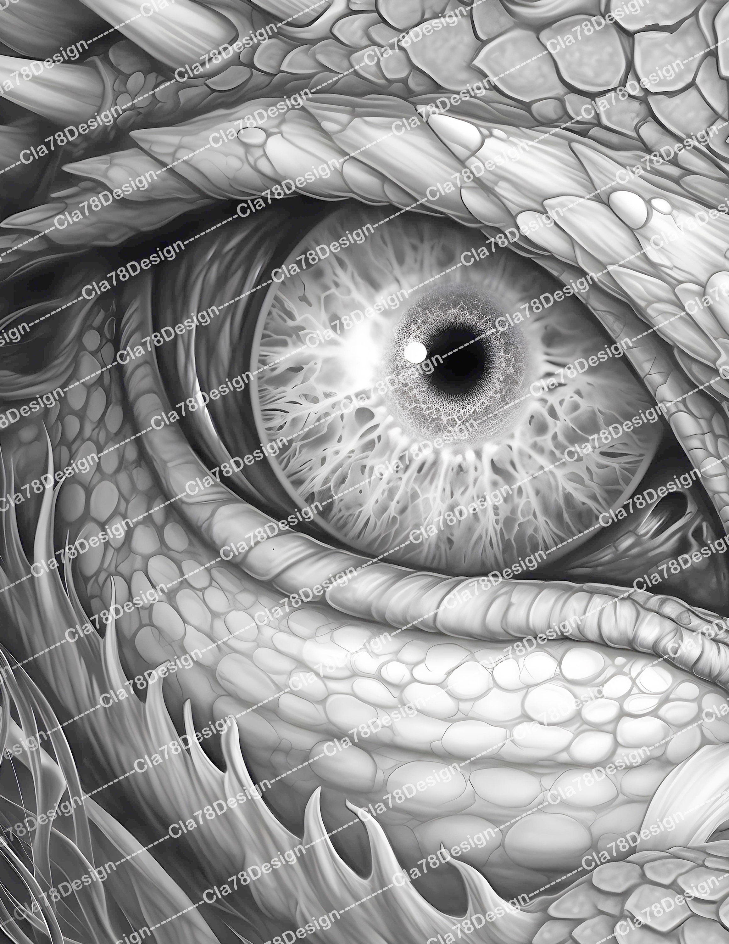 20 Beautiful Dragon Eye Coloring Pages Cover, Printable Adult Coloring ...